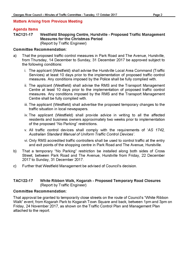 Agenda of Assets and Infrastructure - 13 November 2017