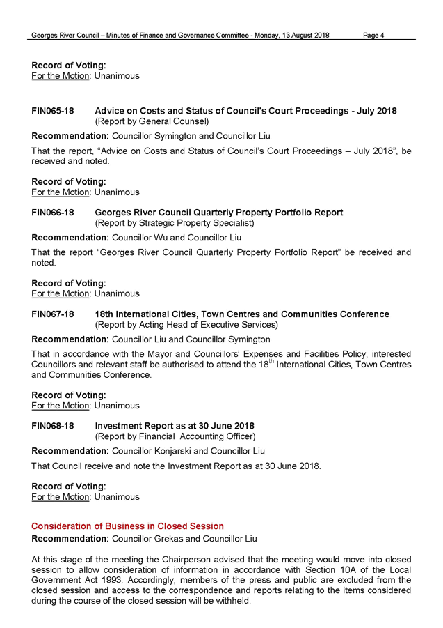 Agenda of Council Meeting - 27 August 2018