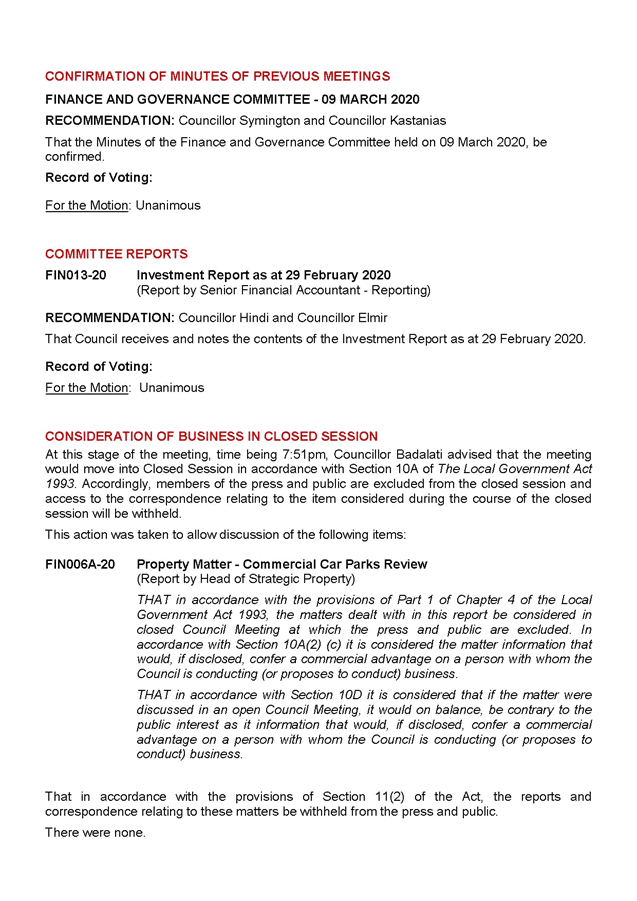 Agenda of Council Meeting - 27 00 2020