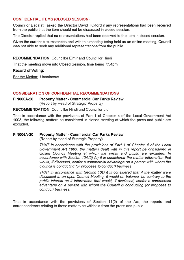 Agenda of Council Meeting - 27 00 2020