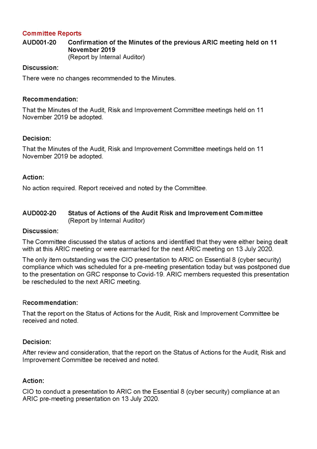 Agenda of Finance and Governance Committee - 10 00 2020