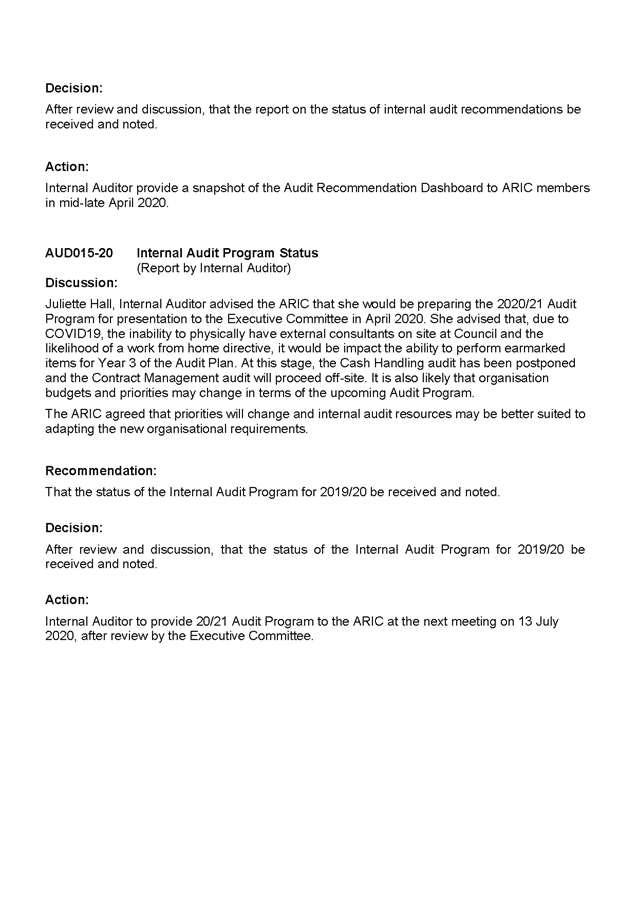 Agenda of Finance and Governance Committee - 10 00 2020