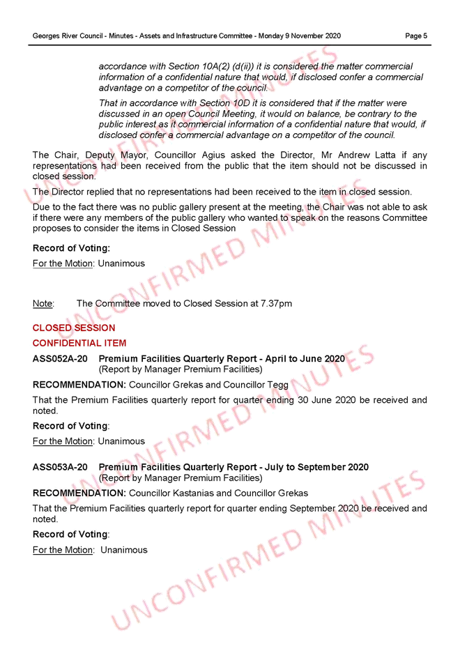 Agenda of Assets and Infrastructure Committee - 7 00 2020