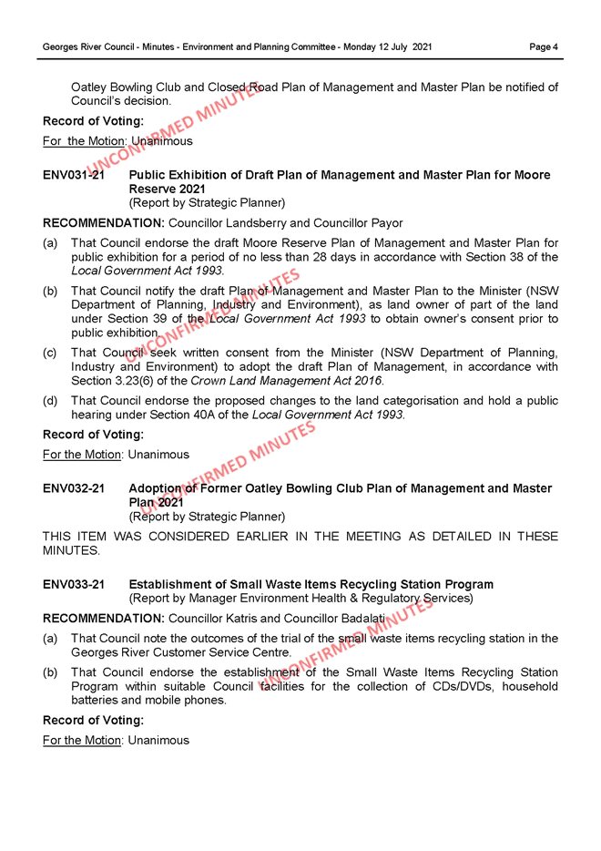 Agenda of Environment and Planning - Monday, 9 August 2021